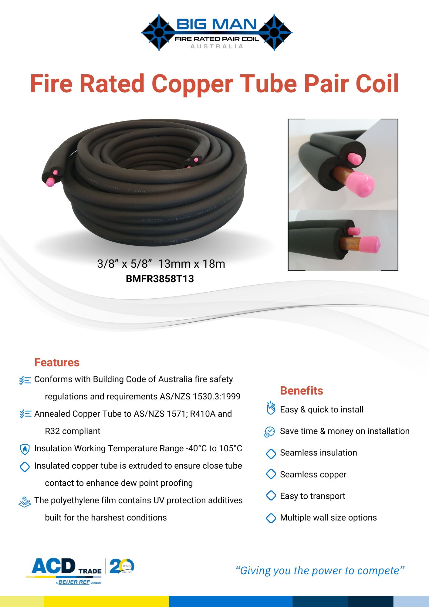 Big Man Fire Rated Pair Coil 3/8" x 7/8" 13 mm wall, 18 m length ...